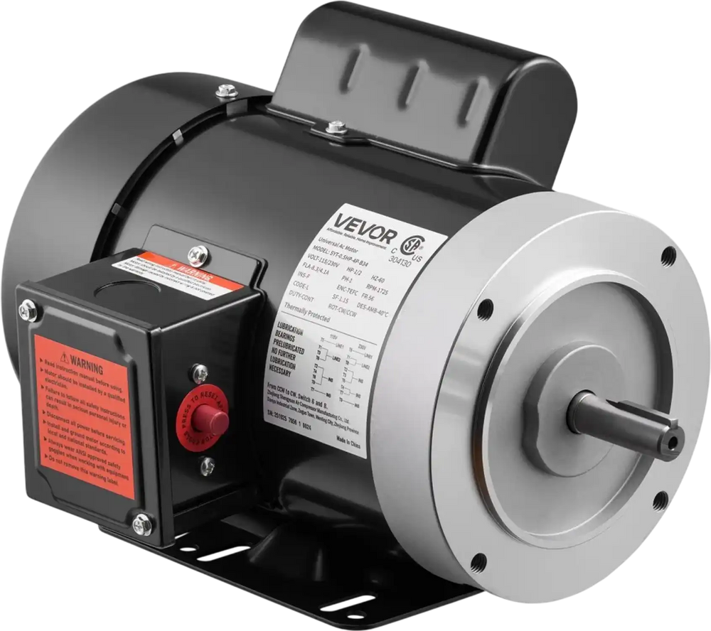 Vevor Electric Motor 0.5 HP 1725 RPM Air Compressor Single-Phase TEFC ...