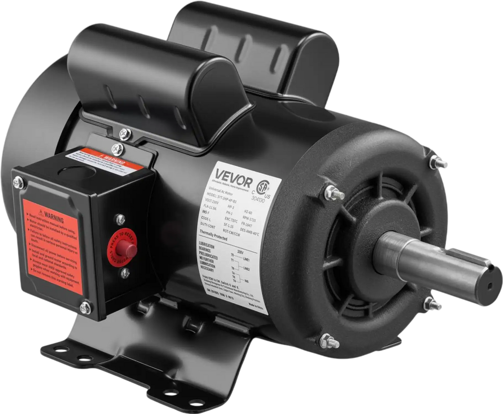 Vevor Electric Motor 3 HP 1750 RPM Air Compressor Single-Phase TEFC 23 ...