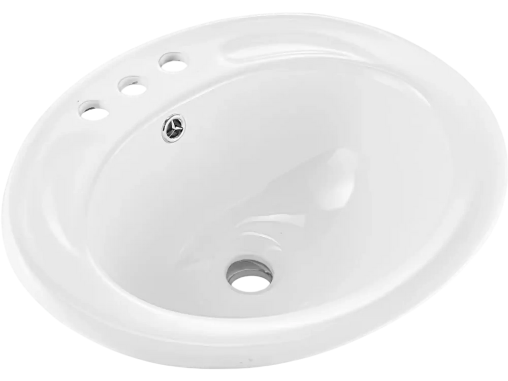 Vevor Bathroom Sink Semi-Recessed Oval White Ceramic Vessel 19.09" x 1 ...