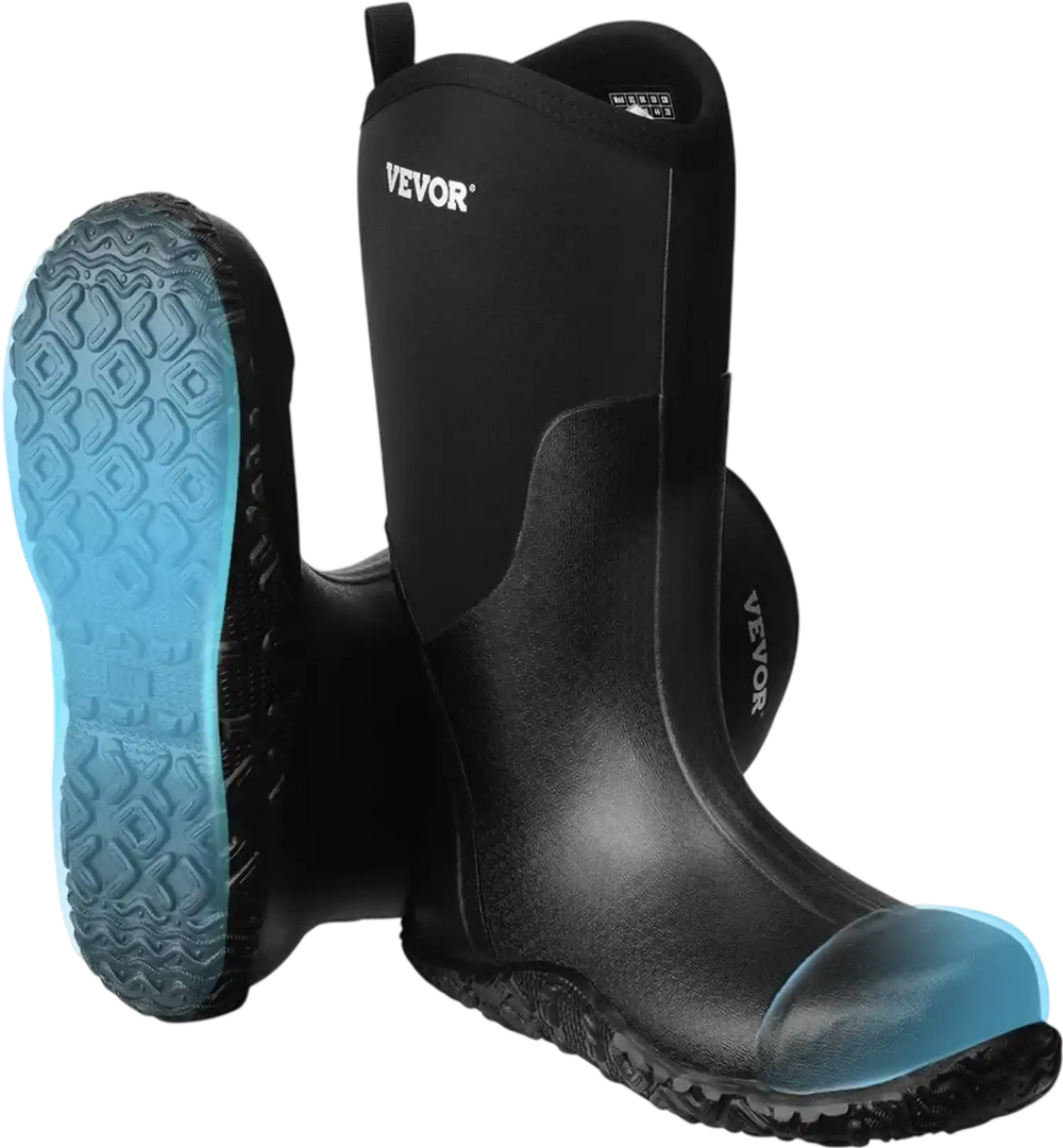 Vevor Rubber Boots Men's Steel Toe Waterproof Work Rain Boots Size 11 ...
