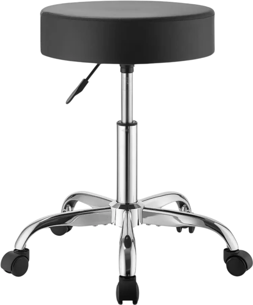 Vevor Rolling Stool Height Adjustable 360° Swivel PU Leather Seat Blac ...