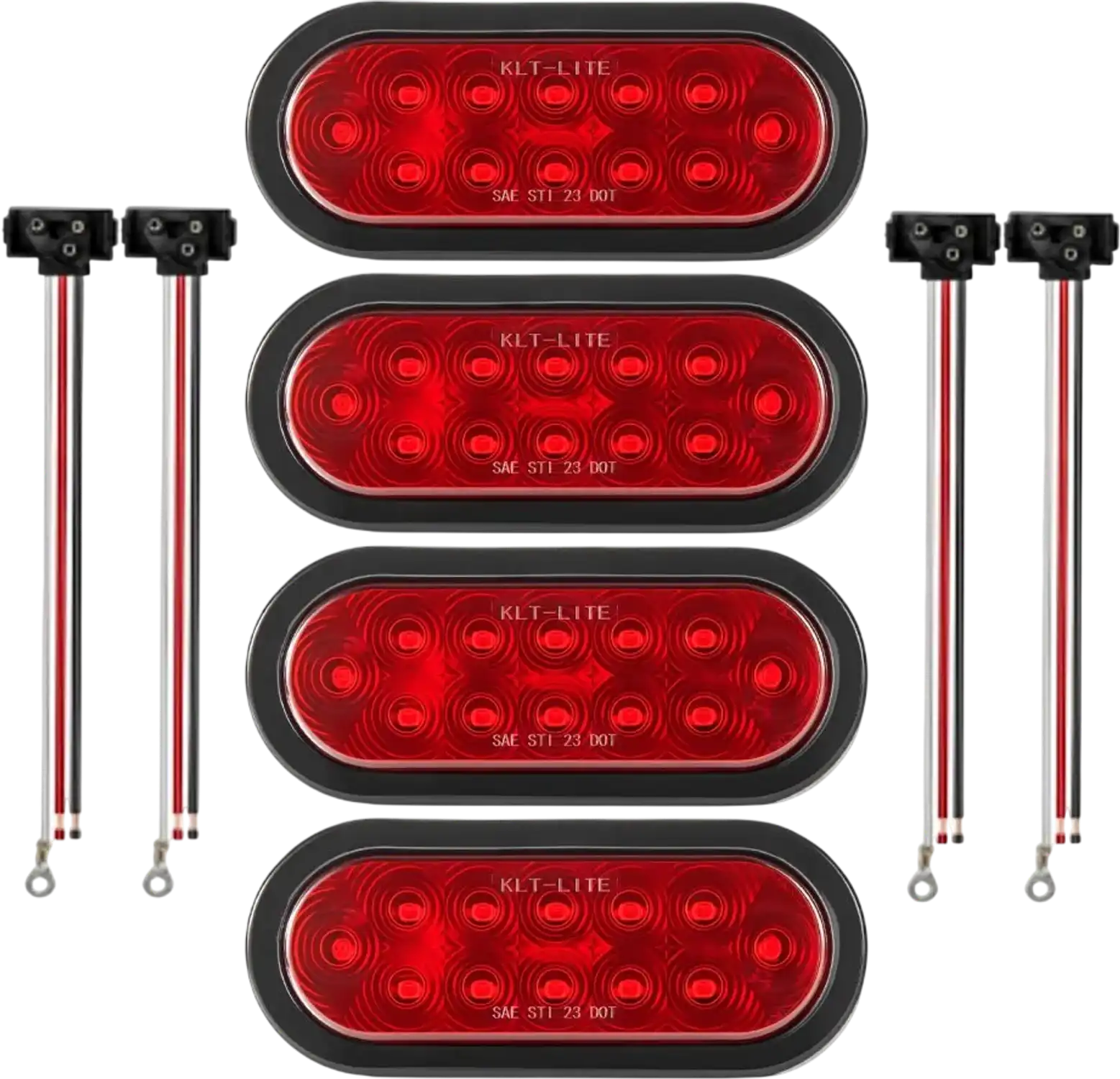 Vevor Trailer Lights 4-Pc 12V Oval LED Tail Light Kit Red New – FactoryPure