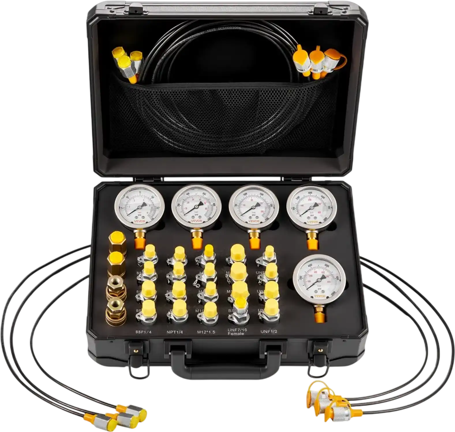 Vevor Hydraulic Pressure Test Kit 5 Gauges 20 Couplings 4 Quick Connec ...