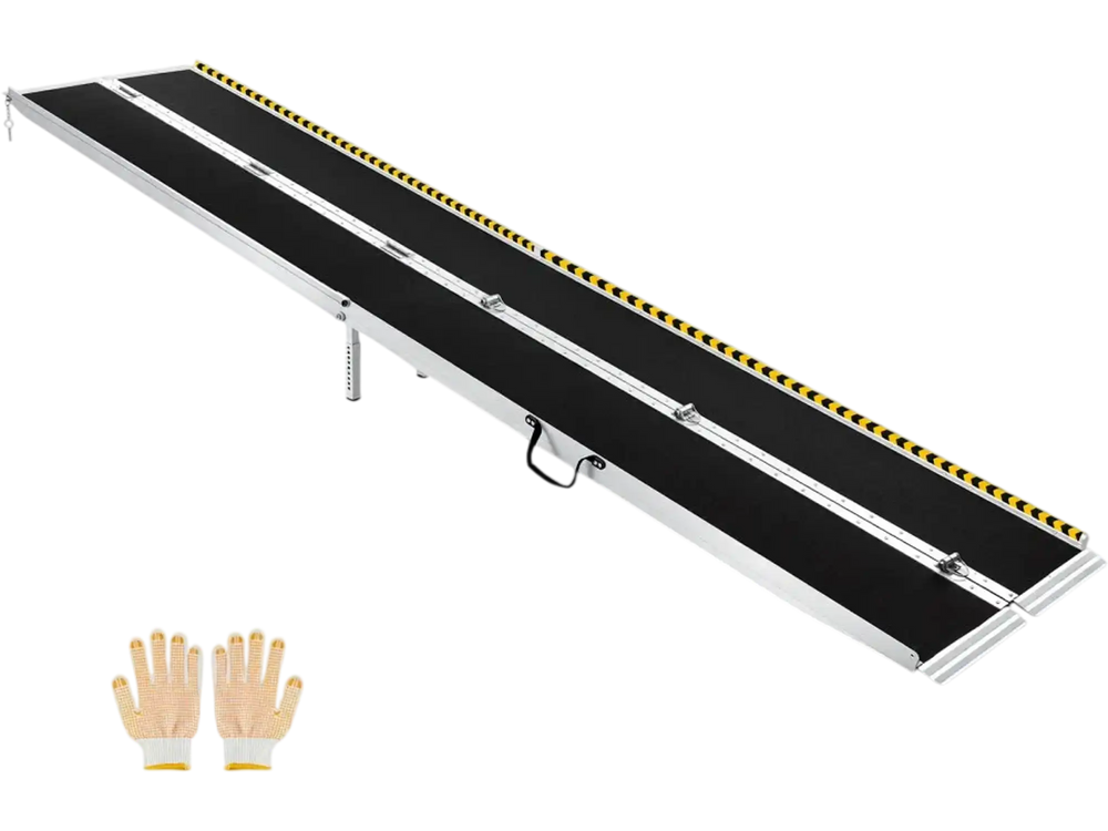 Vevor Wheelchair Ramp 12' Folding Non-Slip Aluminum Portable Threshold ...