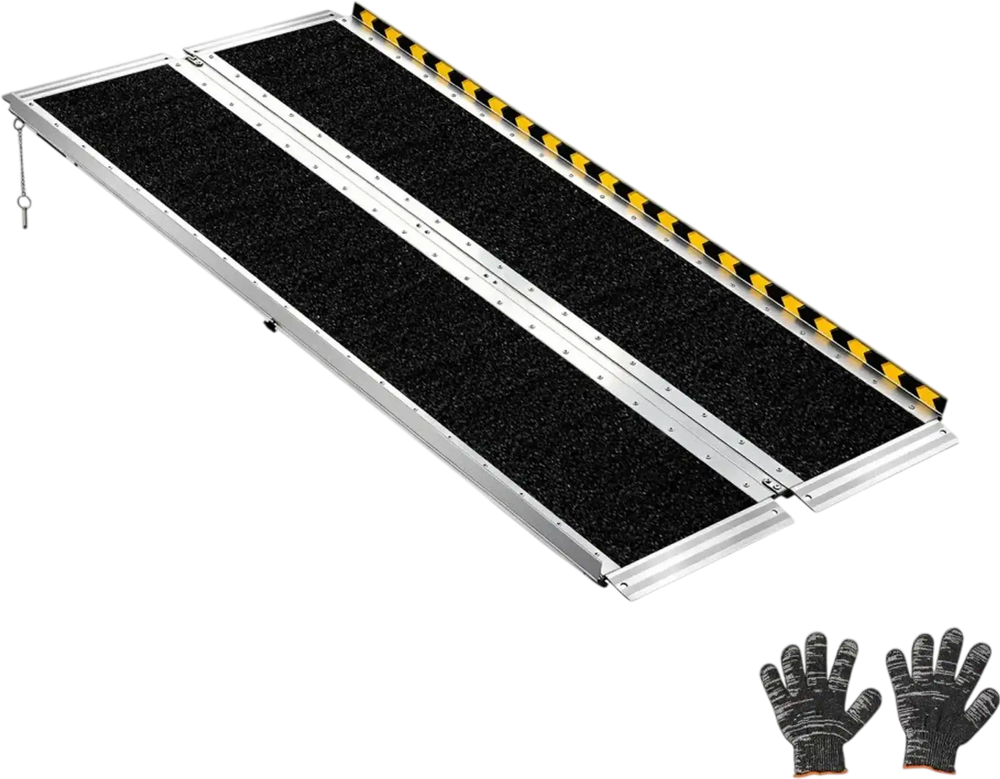 Vevor Wheelchair Ramp Portable Folding Non-Slip Aluminum 5' 800 lbs Ne ...
