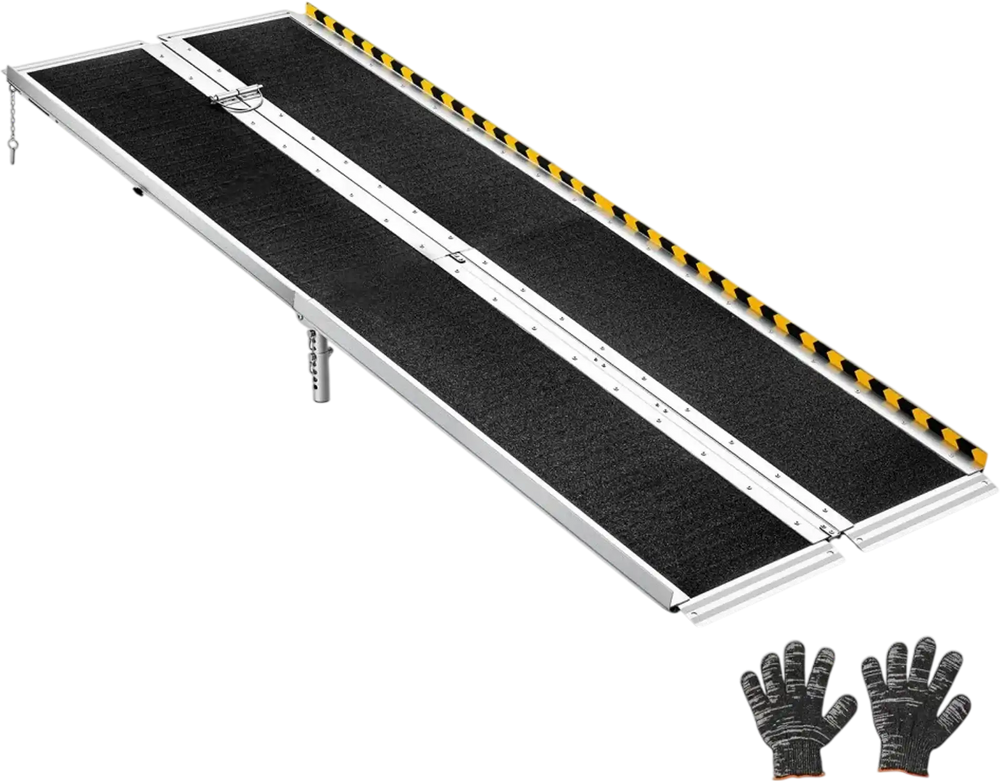 Vevor Wheelchair Ramp 7' Folding Non-Slip Aluminum Portable Threshold ...