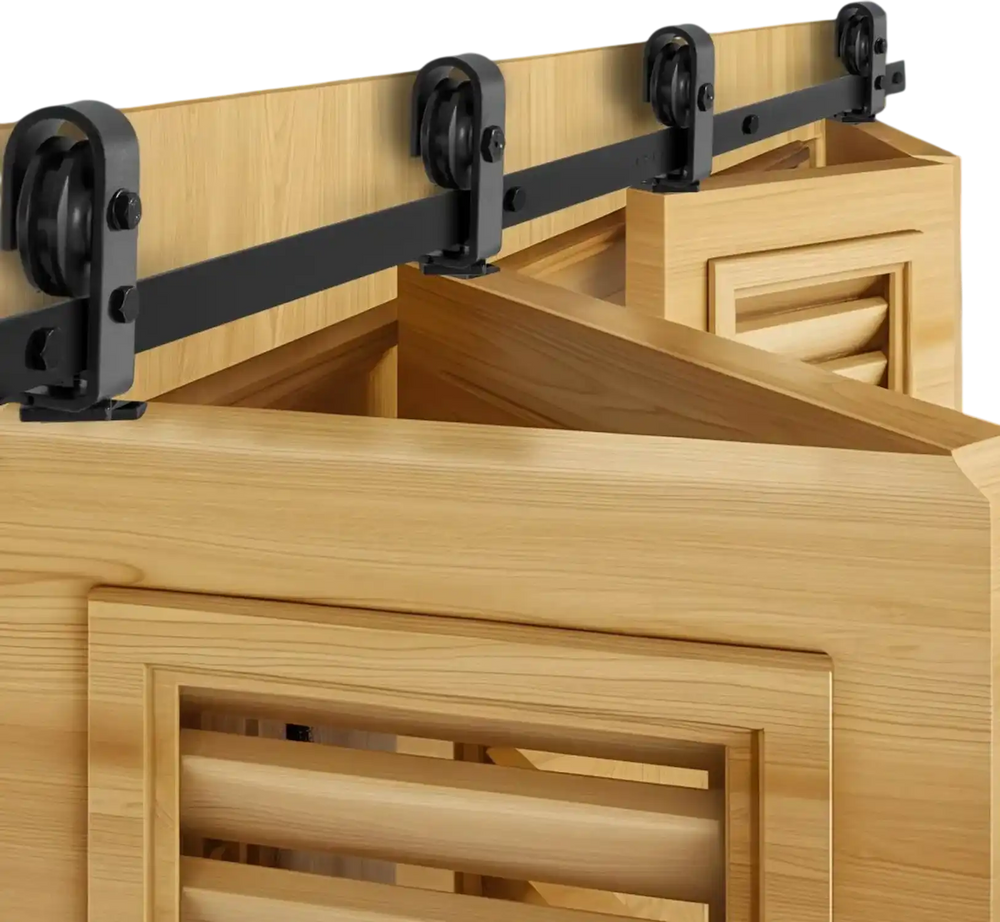 Vevor Barn Door Hardware Kit 76" Bi-Folding Sliding Track for Four 18 ...