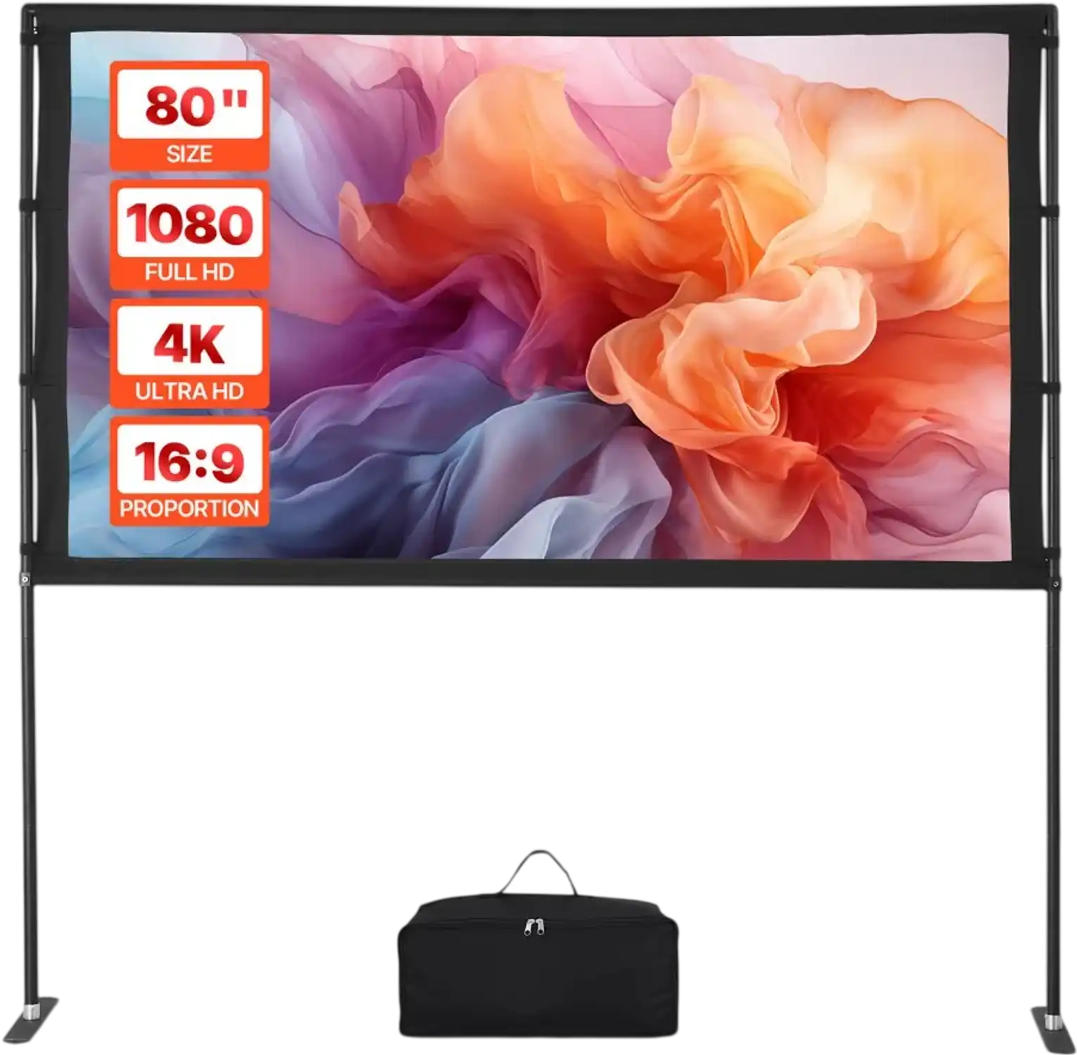 Vevor Projector Screen 80" Portable Indoor Outdoor Movie Screen with S ...
