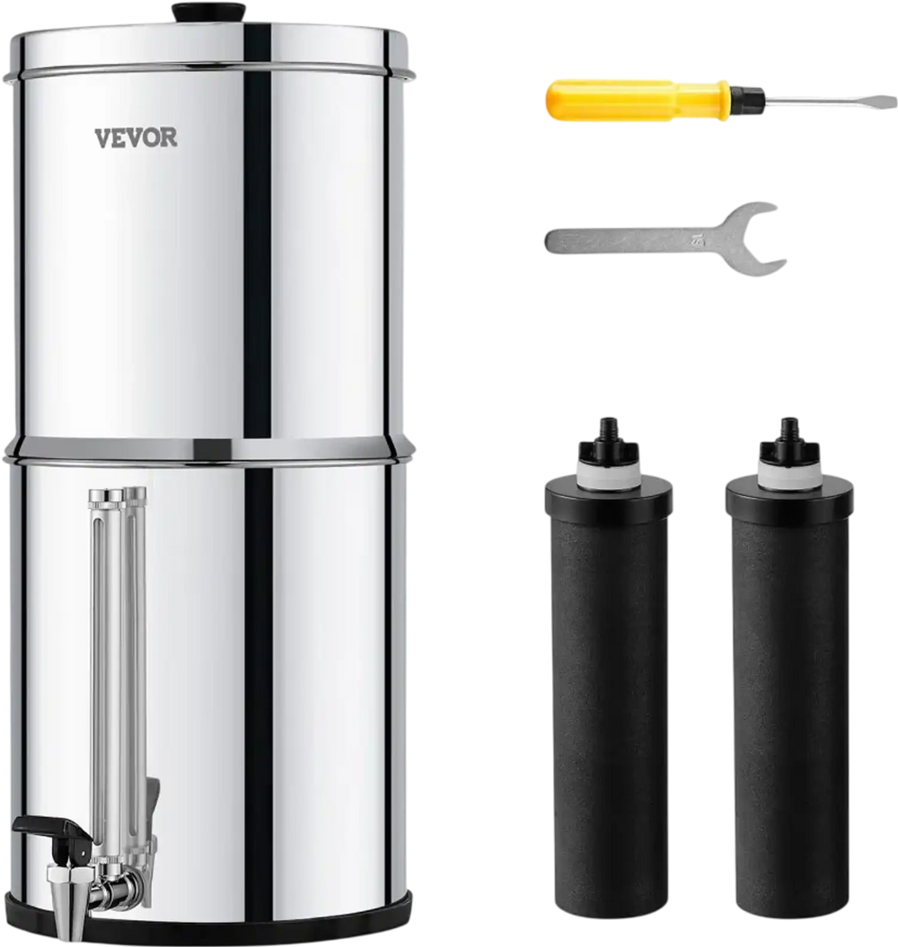 Vevor Gravity-fed Water Filter System 2.25G 304 Stainless Steel Counte ...