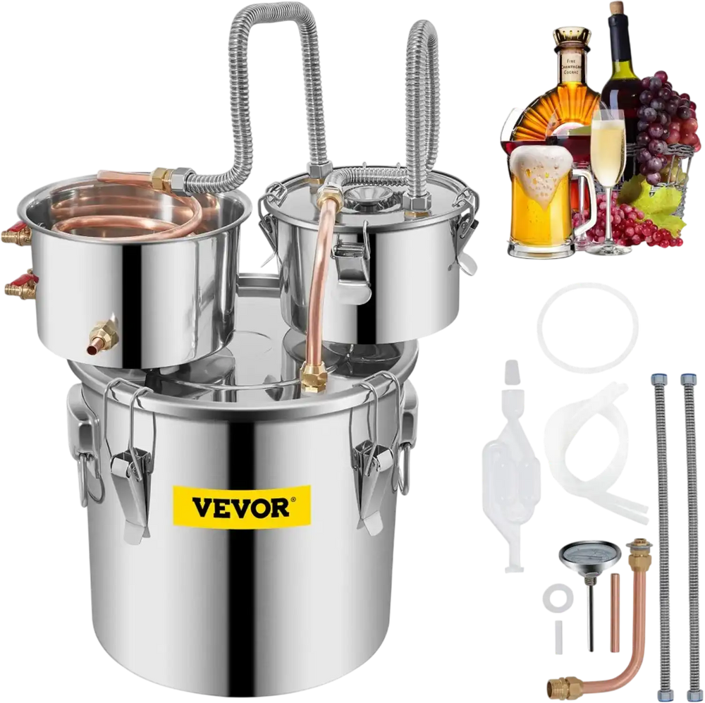 Vevor Alcohol Distiller 3 Gal 12L Stainless Steel Water Distiller with ...