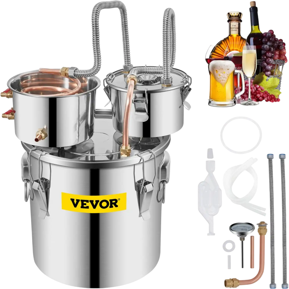 Vevor Alcohol Still 5 Gal Stainless Steel Water Distiller Home Brewing ...