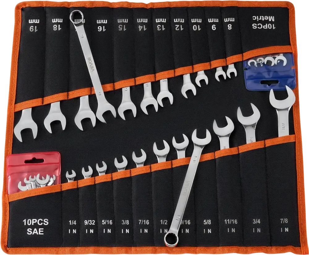 Vevor Combination Wrench Set 42-Piece SAE and Metric 12-Point Box End ...