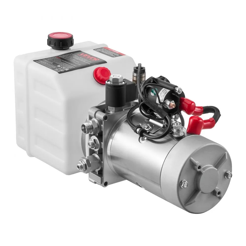 Vevor Hydraulic Power Unit 12V 4 Quart Single Acting Dump Trailer Pump ...
