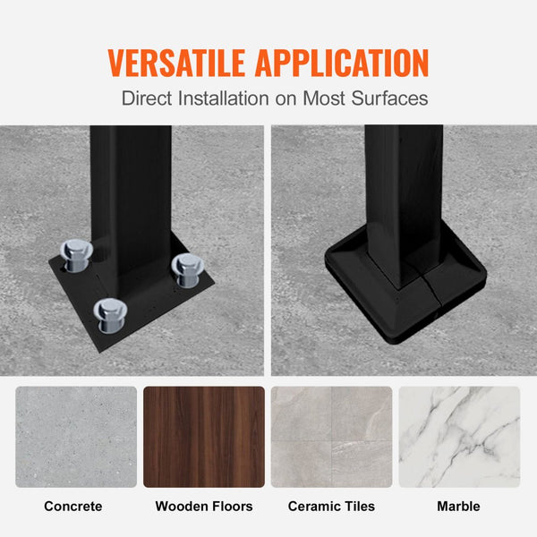 Vevor Handrail Outdoor Stair Railing for 3 Steps Black Wrought Iron Ne ...