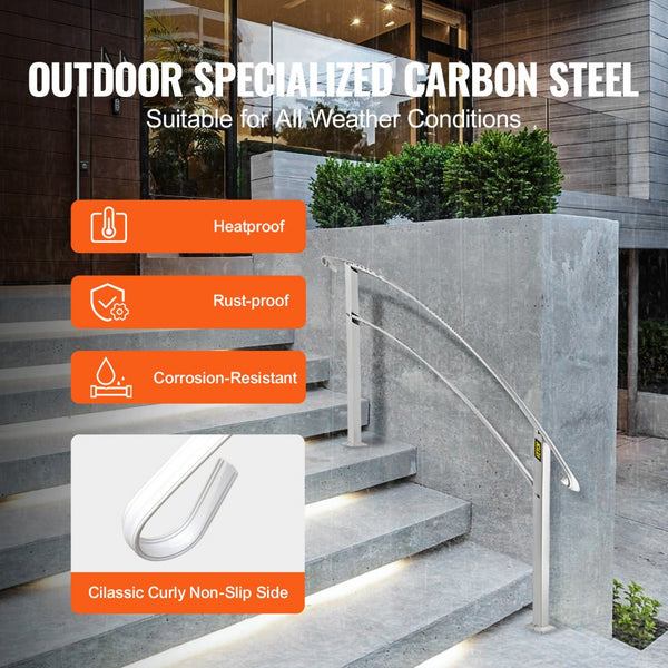 Vevor Handrail White Wrought Iron Outdoor Stair Railing for 4 Steps Ne ...