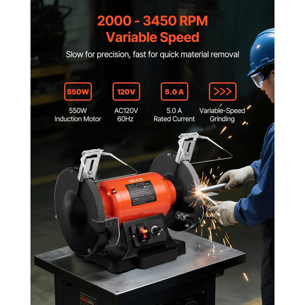 Vevor Bench Grinder 8" Variable Speed Sharpening Grinder New – FactoryPure