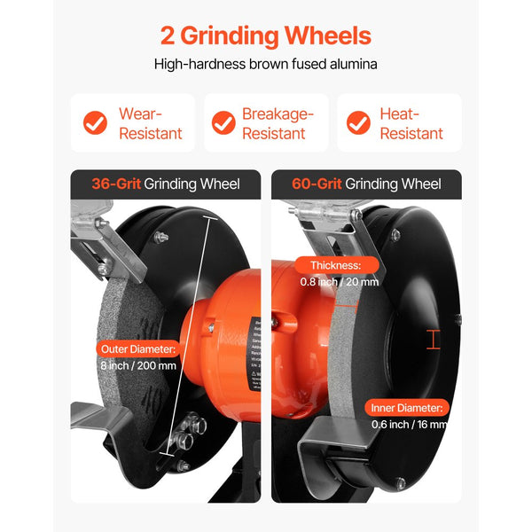 Vevor Bench Grinder 8" Variable Speed Sharpening Grinder New – FactoryPure