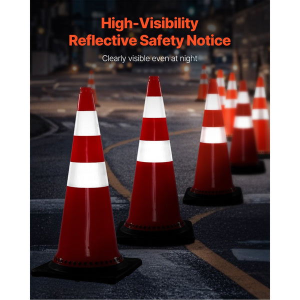 Vevor Traffic Cones 8-Pc 30" Orange Reflective Safety Cones with Weigh ...