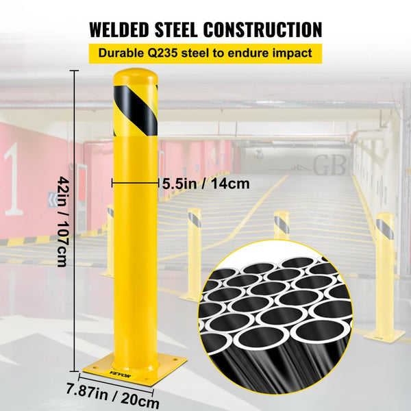 Vevor Safety Bollard 42" x 5.5" Yellow Steel Barrier Post New – FactoryPure