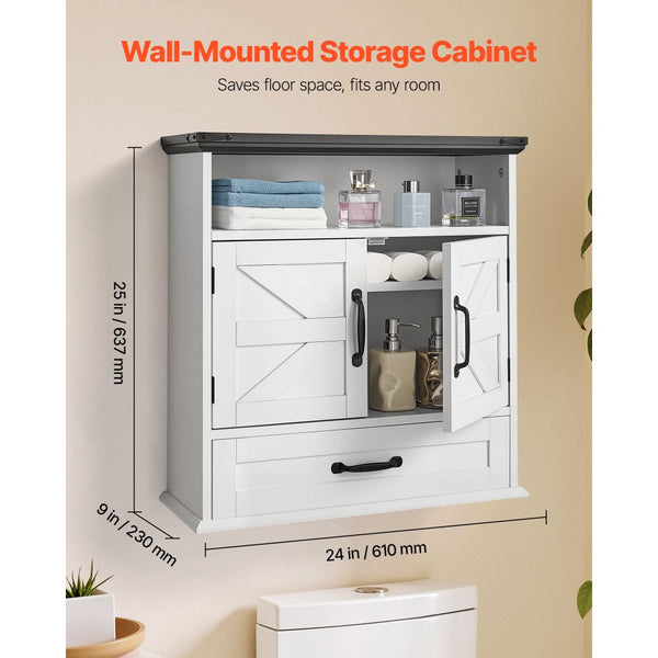 Vevor Medicine Cabinet Wall Mounted Bathroom Storage Cabinet with 2 Do ...