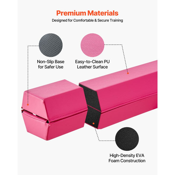 Vevor Balance Beam 8' Folding Gymnastic Beam for Kids Pink New ...