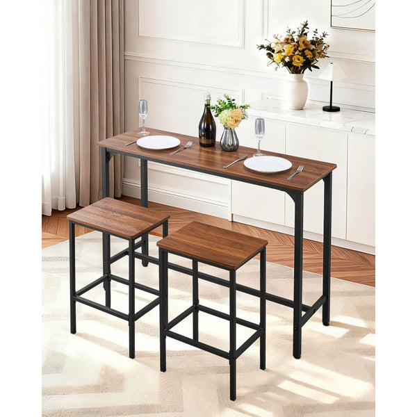Vevor Bar Table Set 47" 3-Piece Rounded Edge Pub Table with 2 Stools R ...