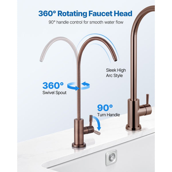 Vevor Drinking Water Faucet Antique Bronze Lead-Free RO Filter Faucet ...