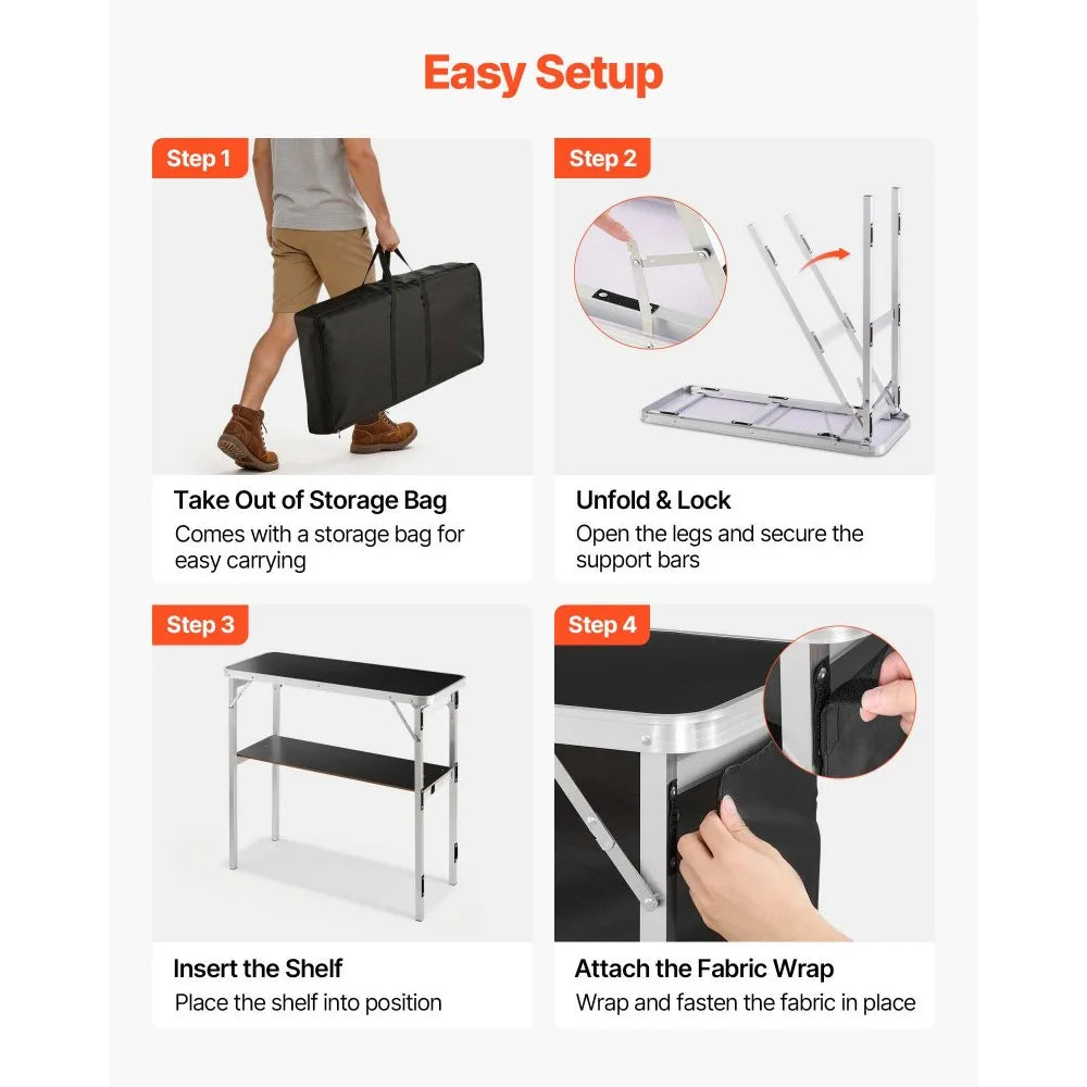 Vevor Portable Bar Table Folding Mobile Bartending Station 2 Pcs 38.6 ...