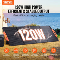 Vevor Solar Panel Portable Monocrystalline 120W Foldable ETFE Charger ...