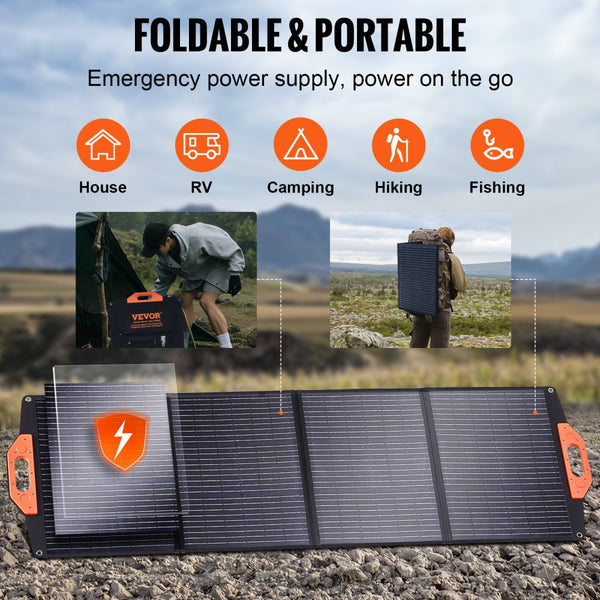 Vevor Solar Panel Portable Monocrystalline 120W Foldable ETFE Charger ...