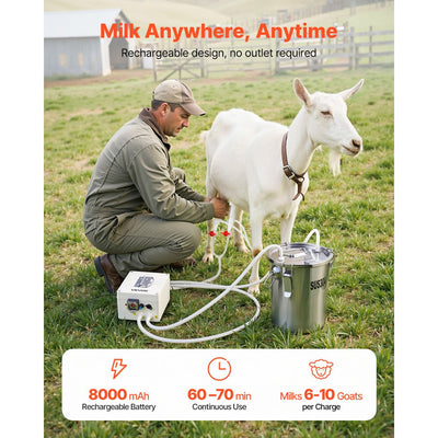 Vevor Milking Machine Portable Electric Pulsation Goat Milker with 1.8 ...