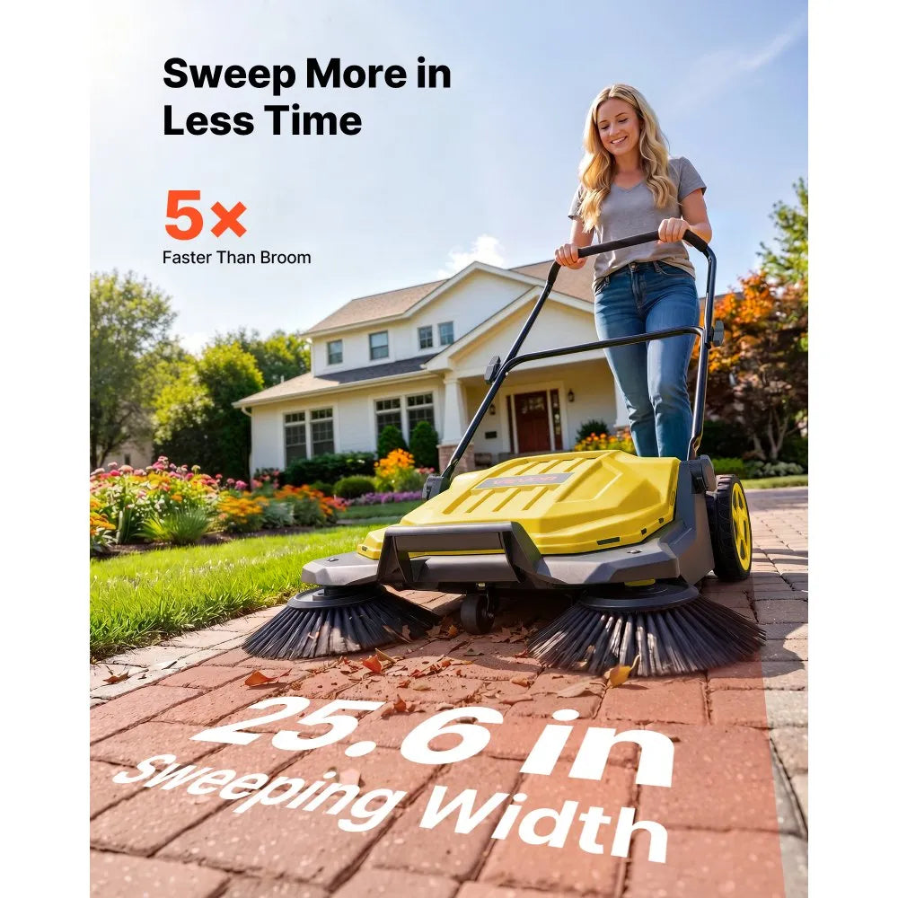 Vevor Floor Sweeper Walk-Behind Manual Push 25.6" Non-Electric Yellow ...