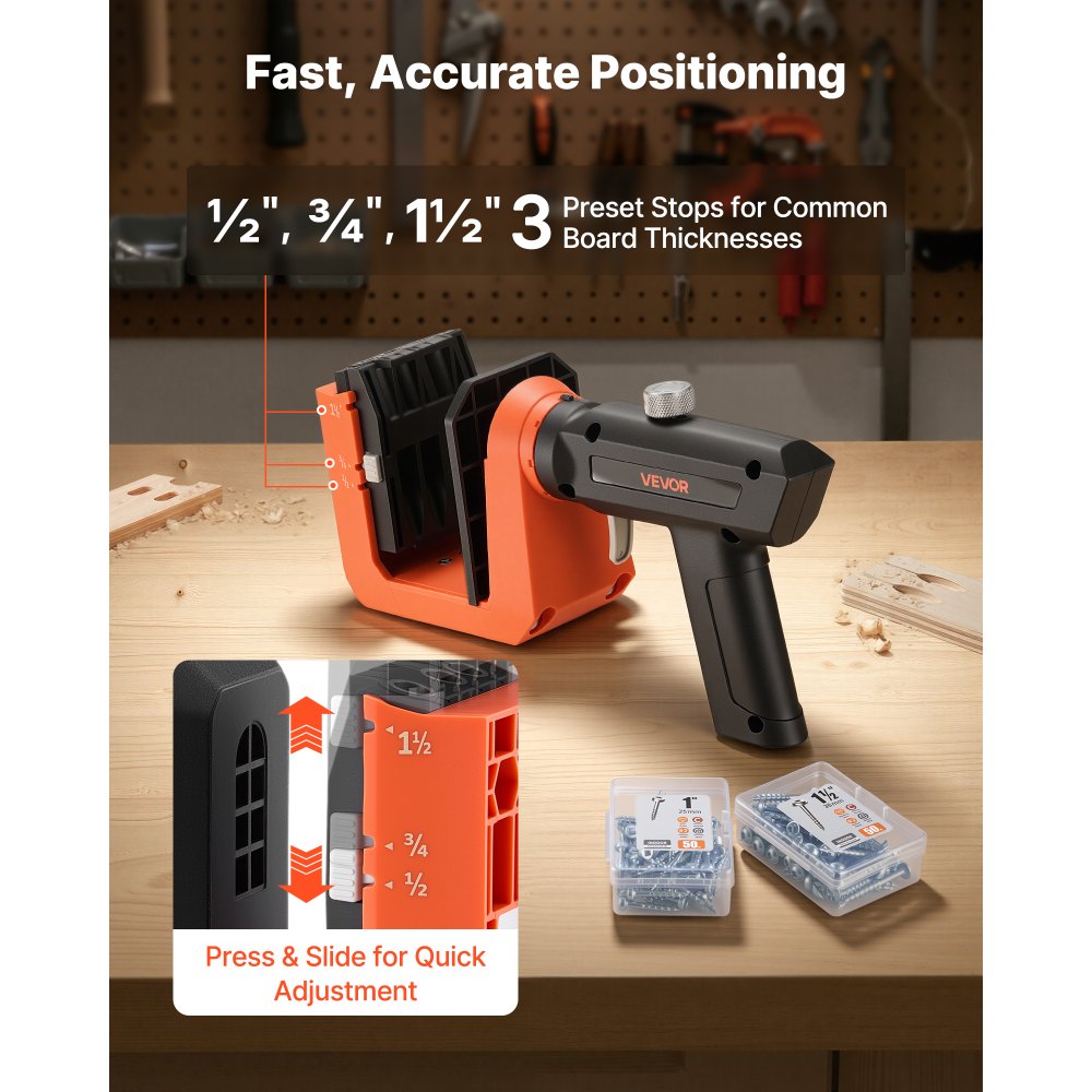 Vevor Pocket Hole Jig Kit Adjustable 1/2", 3/4", 1-1/2" Woodworking Sy ...