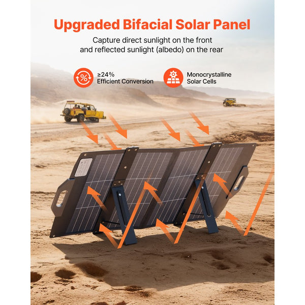 Vevor Solar Panel 100W Bifacial Foldable Monocrystalline Portable Char ...