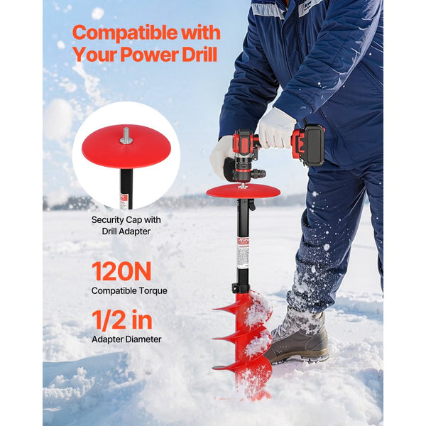 Vevor Ice Auger Bit Cordless Nylon 8" x 41" Ice Fishing Auger with Ext ...