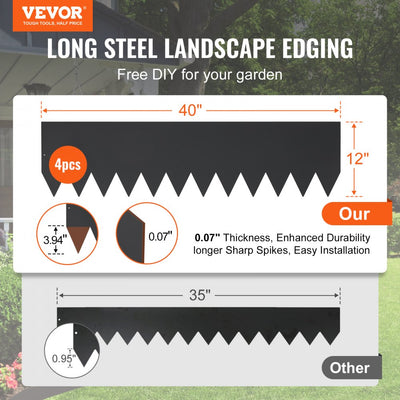Vevor Landscape Edging Steel Garden Border 4-Pack 40" x 12" New ...