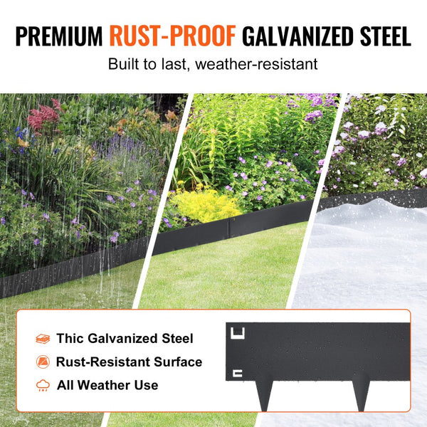 Vevor Landscape Edging Steel Garden Border 39" x 4" 5-Pack Black New ...
