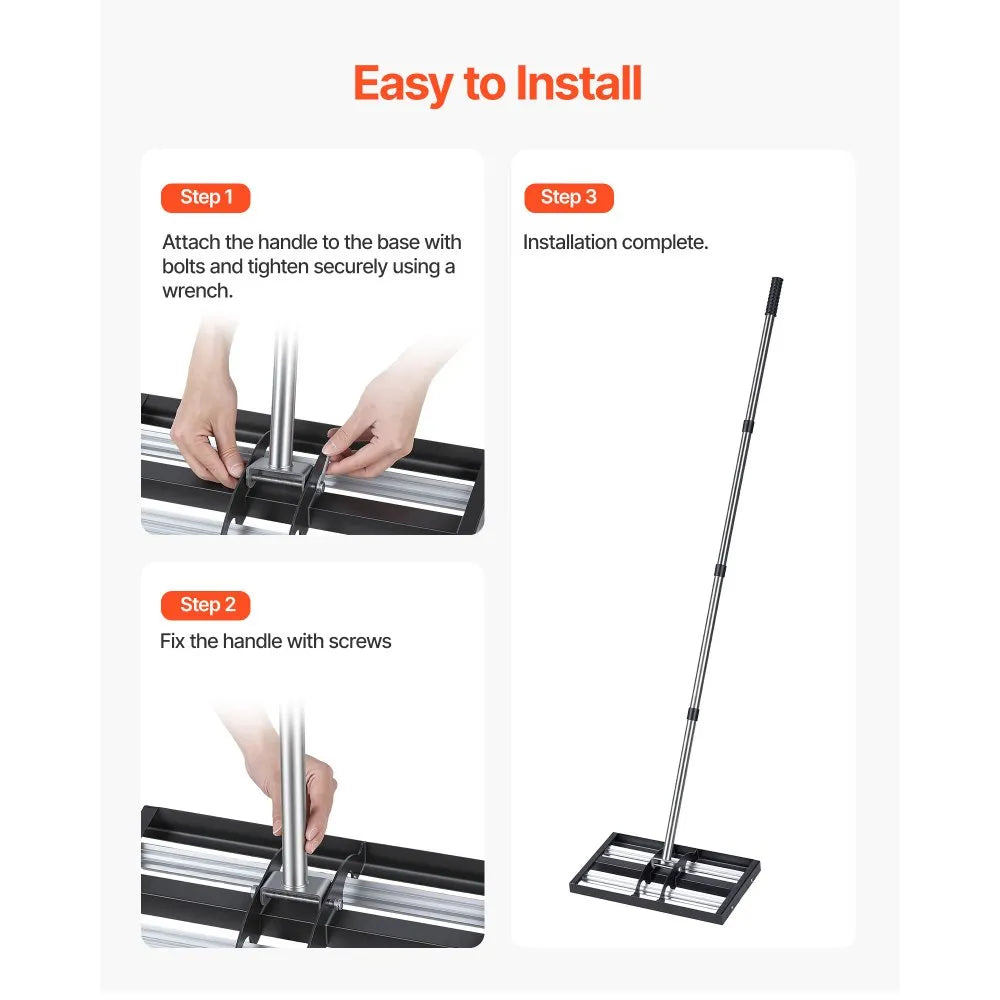 Vevor Lawn Leveling Rake Updated with Roller 17" x 10" Stainless Steel ...
