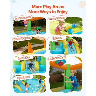 Vevor Inflatable Bounce House Water Slide Castle with Splash Pool & Ba ...
