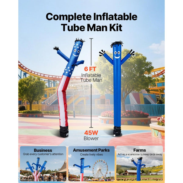 Vevor Inflatable Tube Man 6' Wacky Waving Dancing Tube Guy with Blower ...