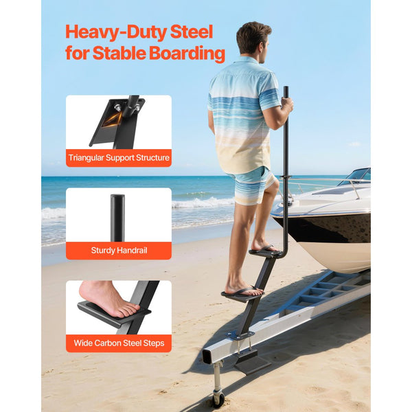 Vevor Boat Trailer Steps 3-Step Heavy-Duty Ladder with Handle New ...