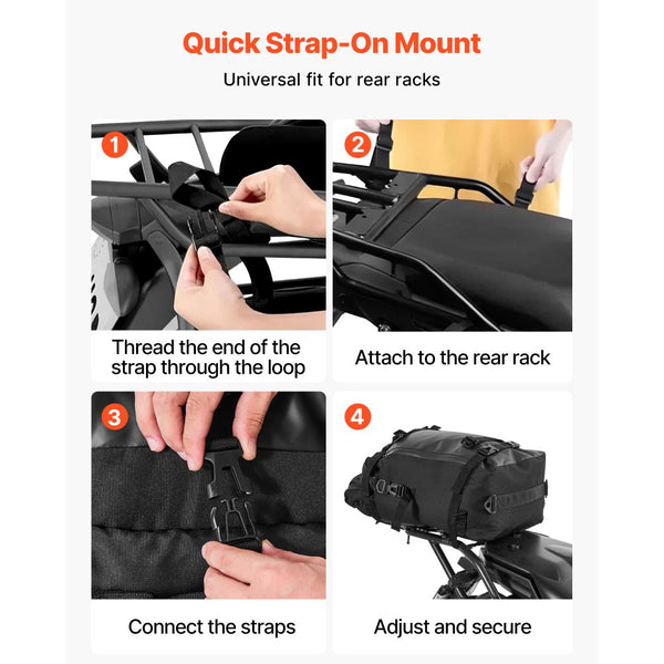 Vevor Motorcycle Tail Bag 30 L Waterproof Rear Seat Luggage Backpack N ...