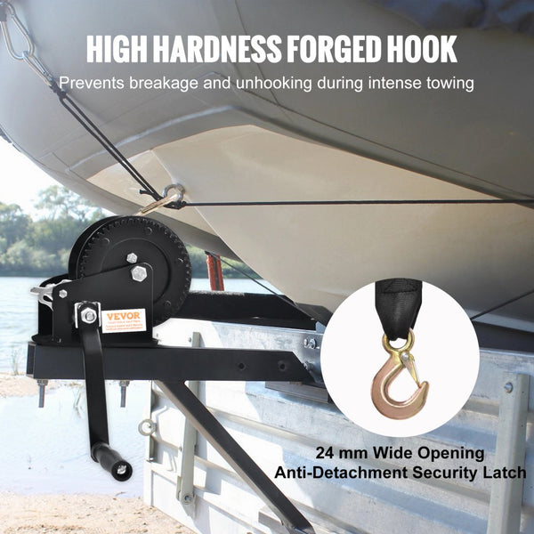 Vevor Hand Winch 1600 lbs Boat Trailer Rope Crank with 33' Strap New ...