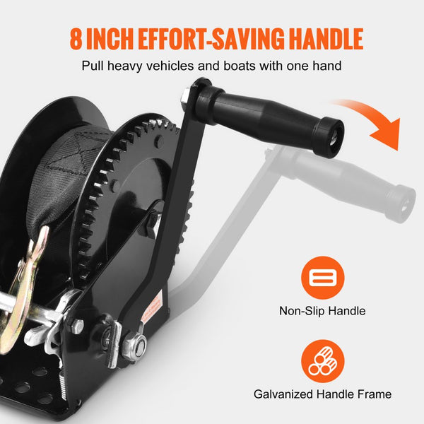 Vevor Hand Winch 1600 lbs Boat Trailer Rope Crank with 33' Strap New ...