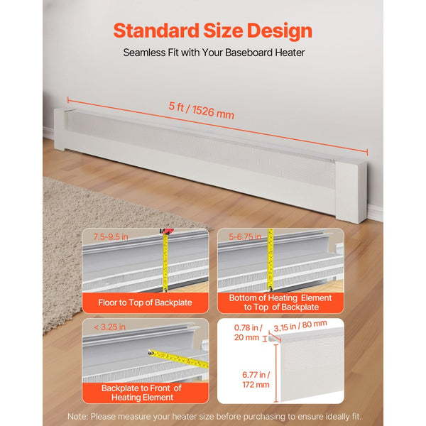 Vevor Baseboard Heater Cover Basic Series 5' White New – FactoryPure