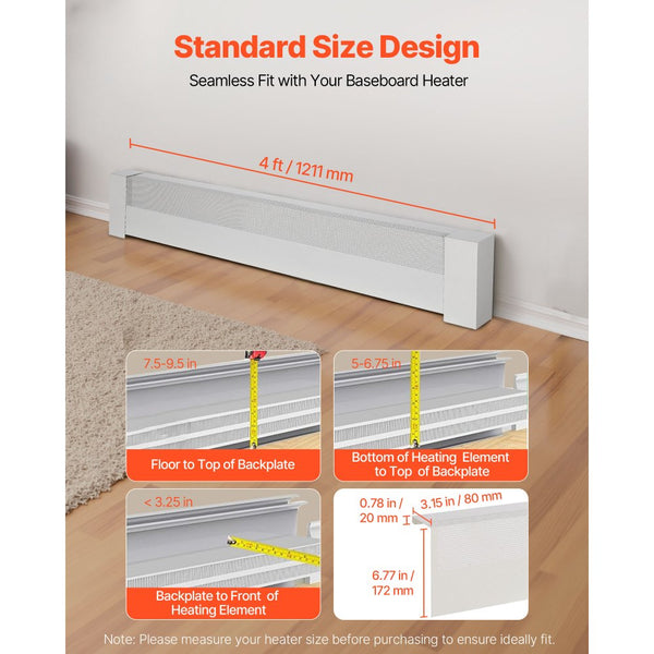 Vevor Baseboard Heater Cover Basic Series 4' White New – FactoryPure