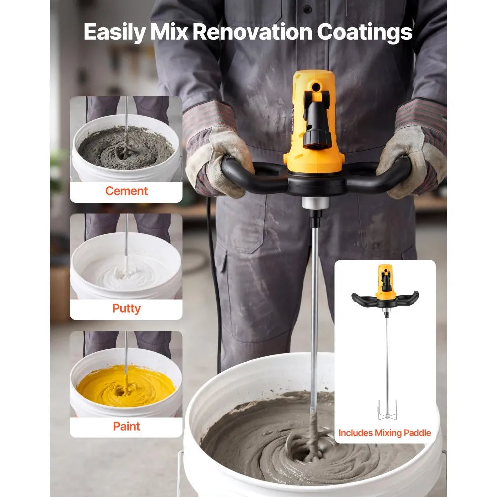 Vevor Power Trowel Electric Concrete Finishing Machine with Mixing Rod ...