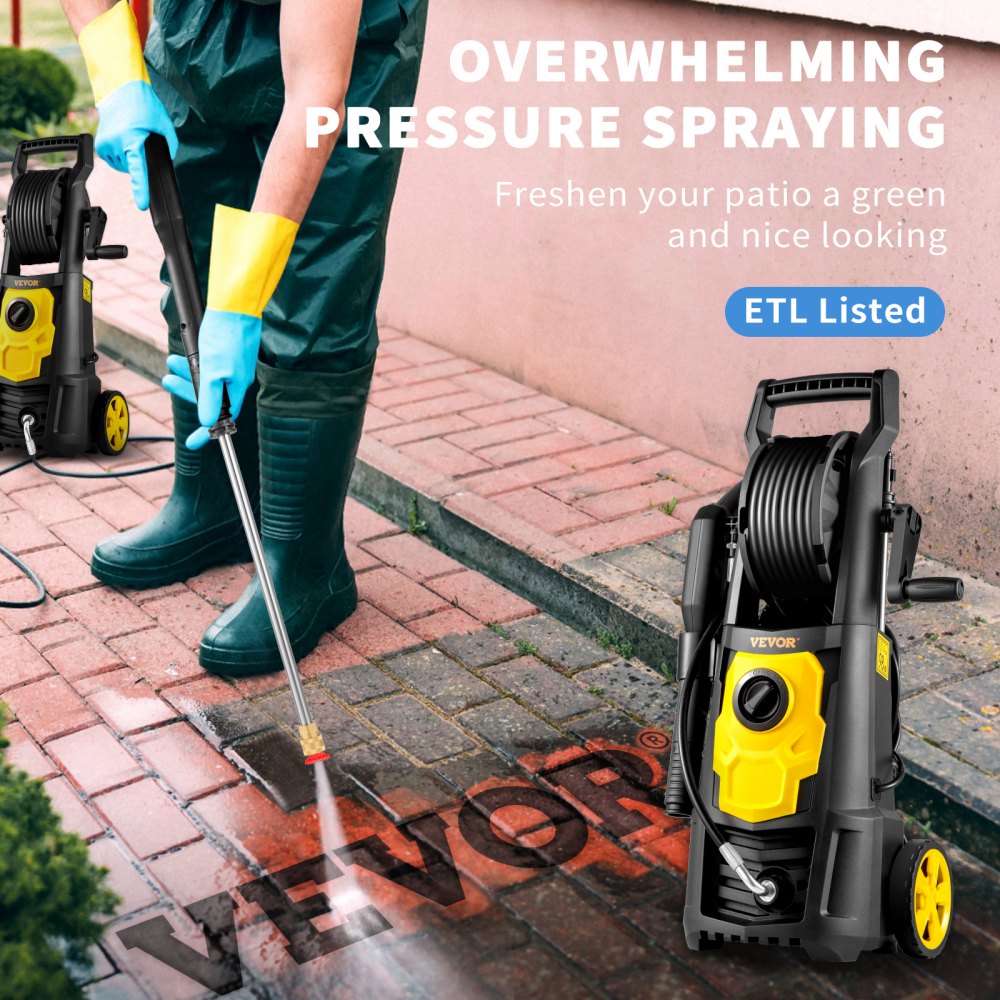 Vevor Pressure Washer Electric 2000 PSI 1.65 GPM with Hose Reel New ...