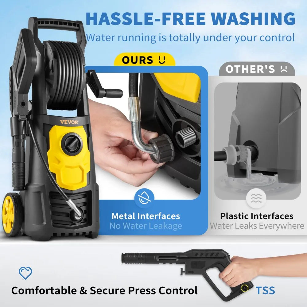 Vevor Pressure Washer Electric 2000 PSI 1.65 GPM with Hose Reel New ...