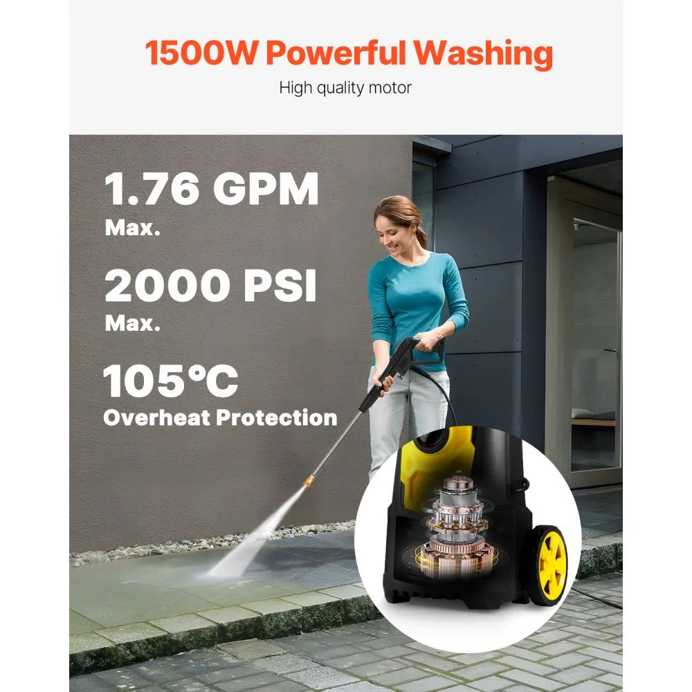 Vevor Pressure Washer 2000 PSI 1.76 GPM Electric Power Washer New ...